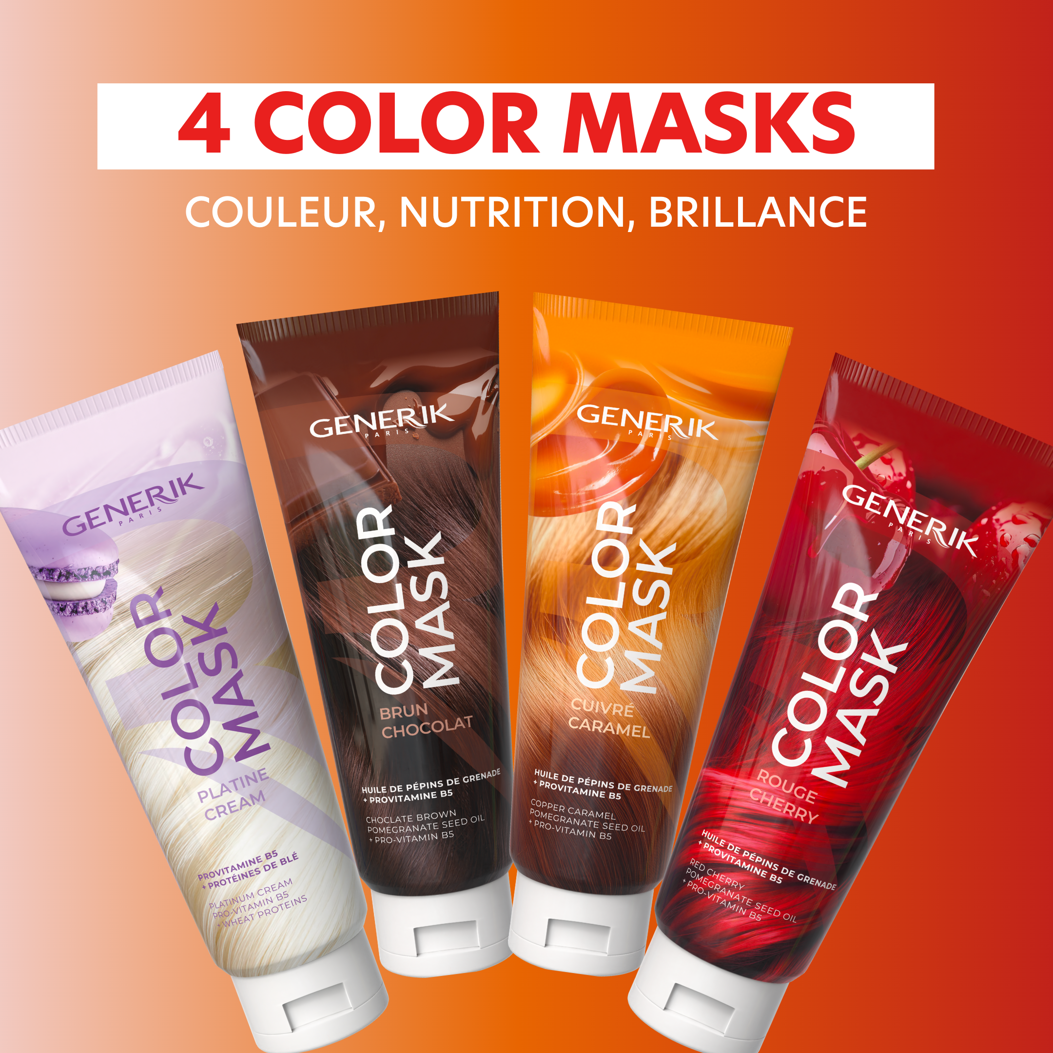 Lot Color Mask Chocolat/Cherry/Caramel/Platine 200ml – Generik Paris